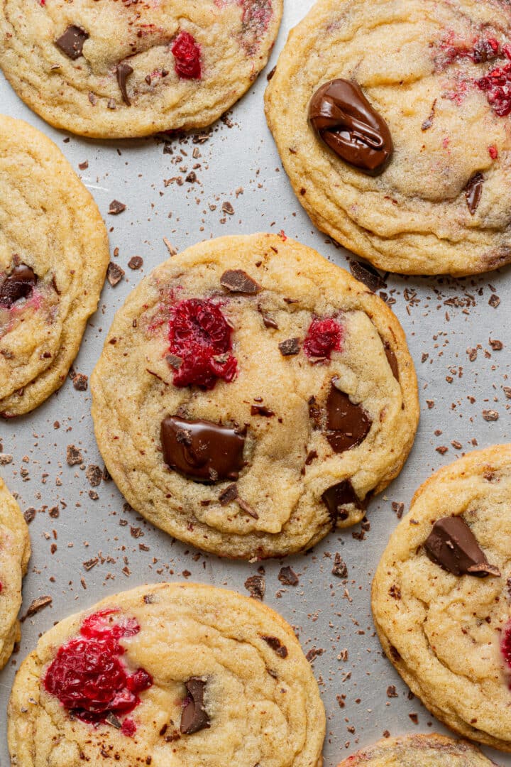 Raspberry Chocolate Chip Cookies - Cookie Dough Diaries